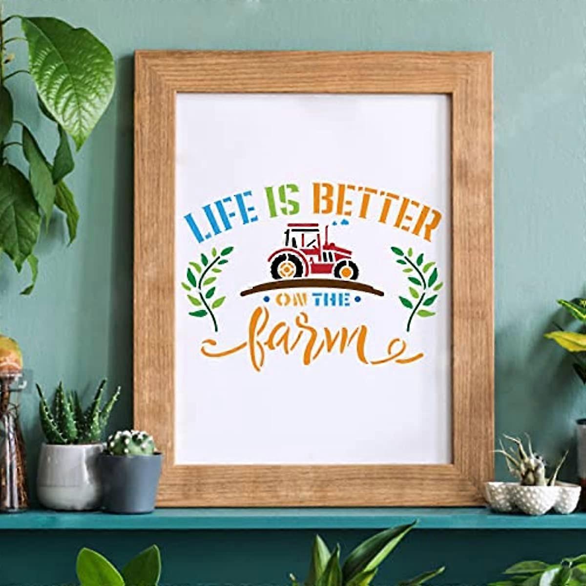 Life is Better On The Farm Stencil Template Plastic Tractor Laurel ...