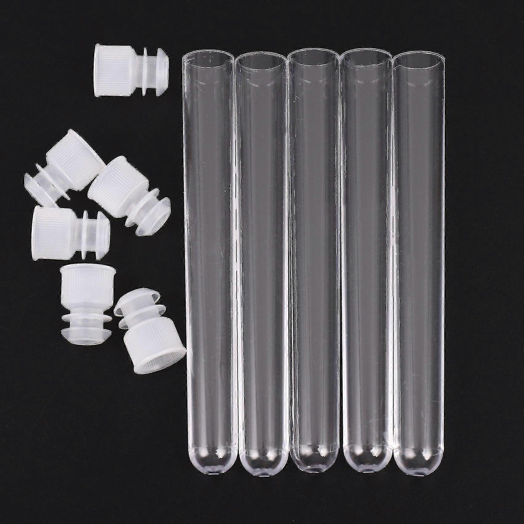 100pcs Clear Plastic Test Tube With Cap 12x100mm U-shaped Bottom Long ...