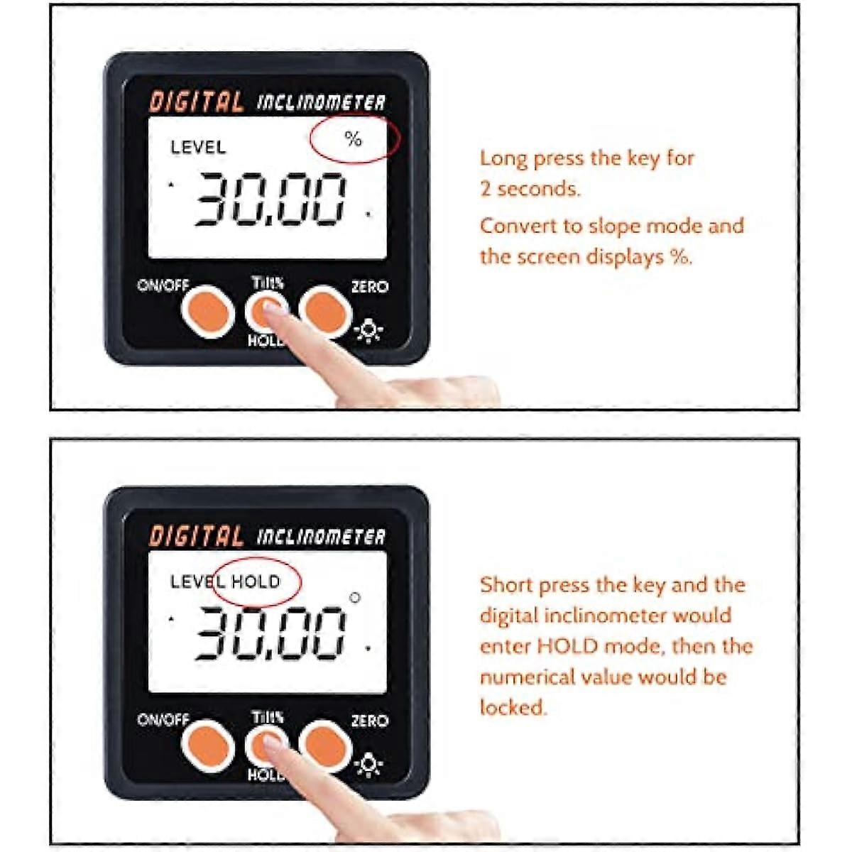 LCD Protractor Inclinometer 0-360 Electronic Protractor Aluminium Alloy ...