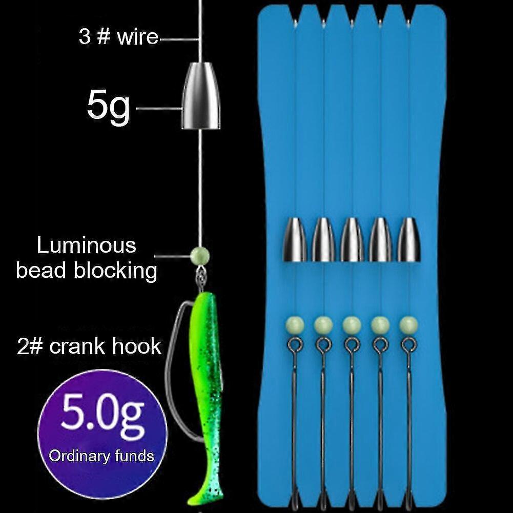 5pcs/Set Texas Rigs Bait Jigs Fish Head Fish Line Binded Hooks For ...