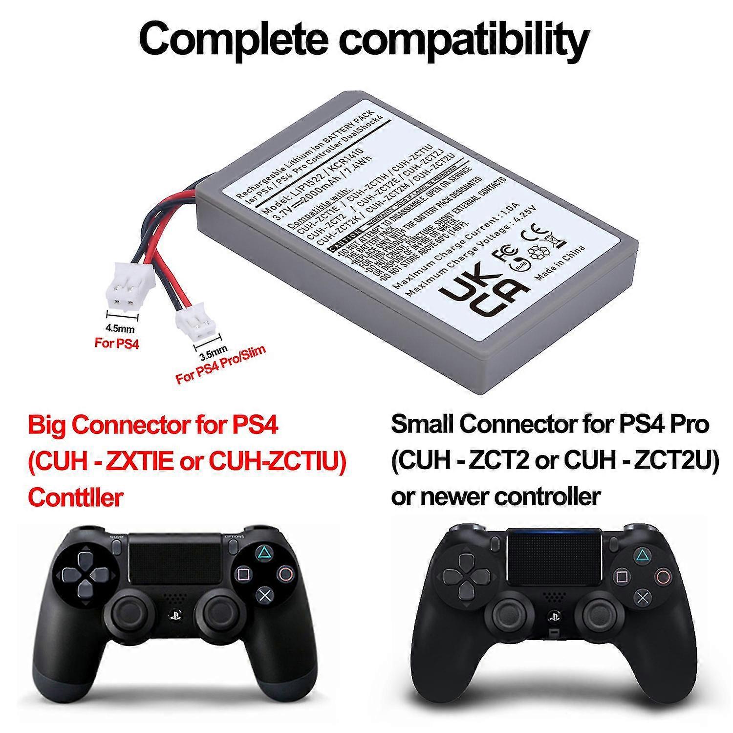 2x 2000mah Lip1522 Battery For Sony Ps4 Ps4 Pro Dualshock 4 Cuh-zct1e ...