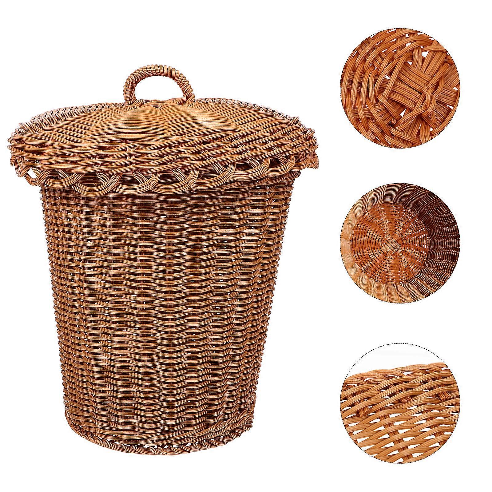Toy Containers Garbage Container Rattan Round Waste Basket Rattan ...