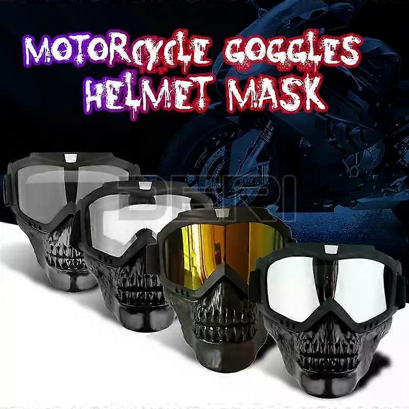 Detachable Motorcycle Goggles Mask Skull face mask Wind proof Motocross ...