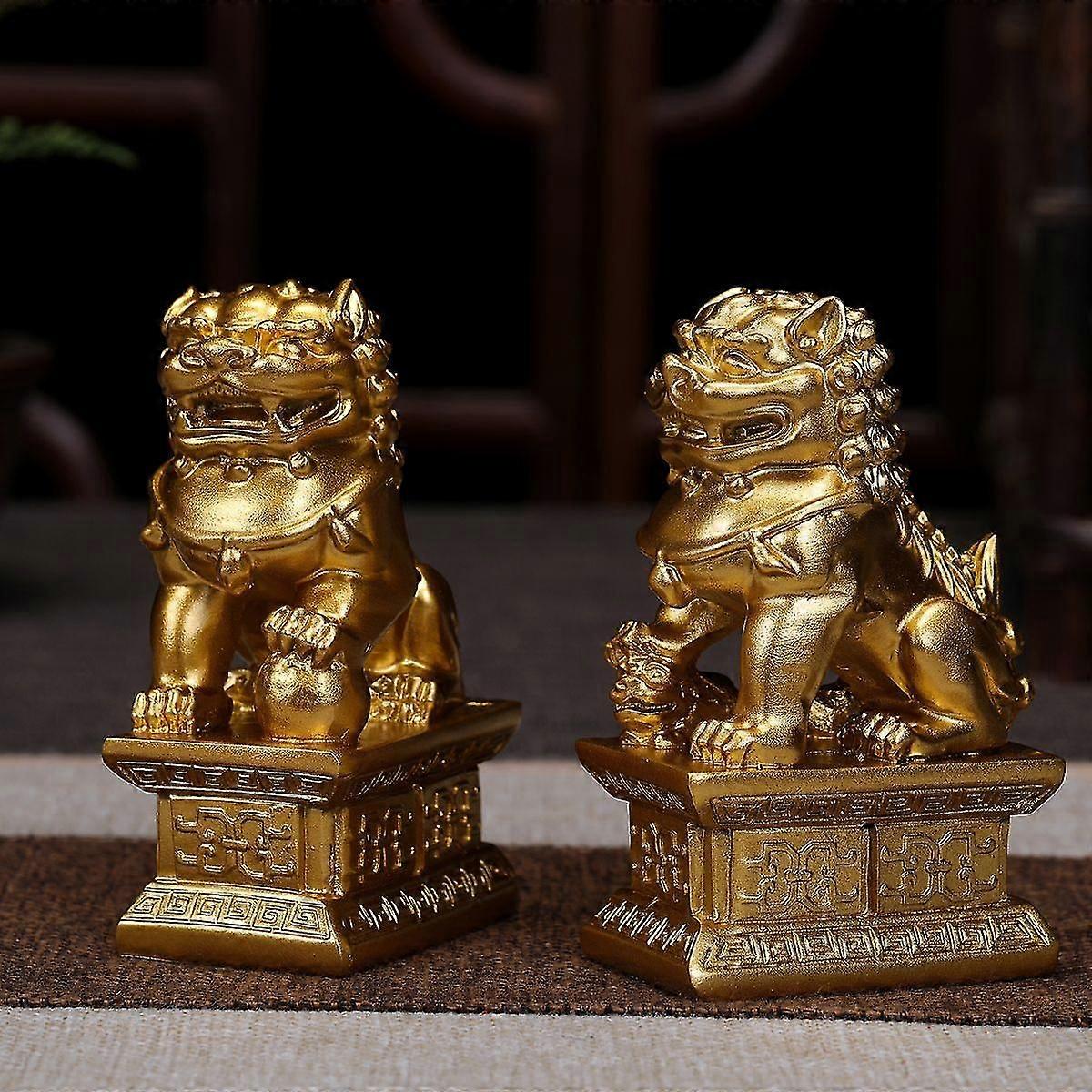 Foo Dogs Guardian Lion Statues - Pair Of Fengshui Fu Dogs Figurine ...