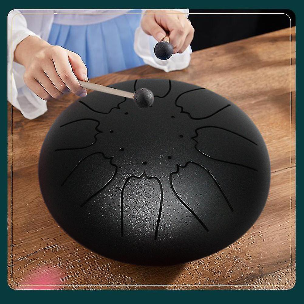 Stål Tongue Drum Set 6 tum 8 Tune Handpan Drum Pad Tank med trumma ...