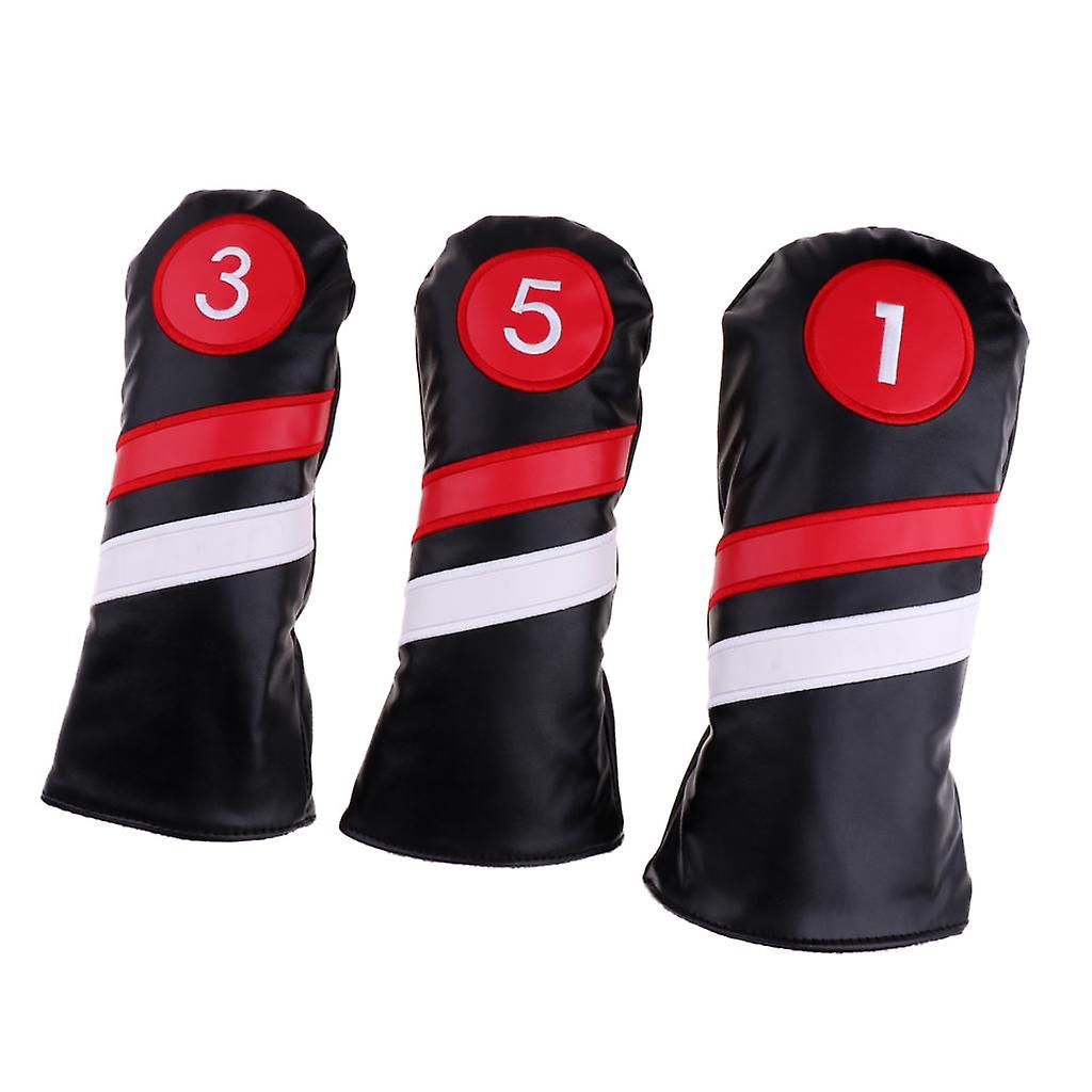 Golf Driver Head Cover, 3 or 5 Fairway Woods Headcovers 3Pcs Black Set ...