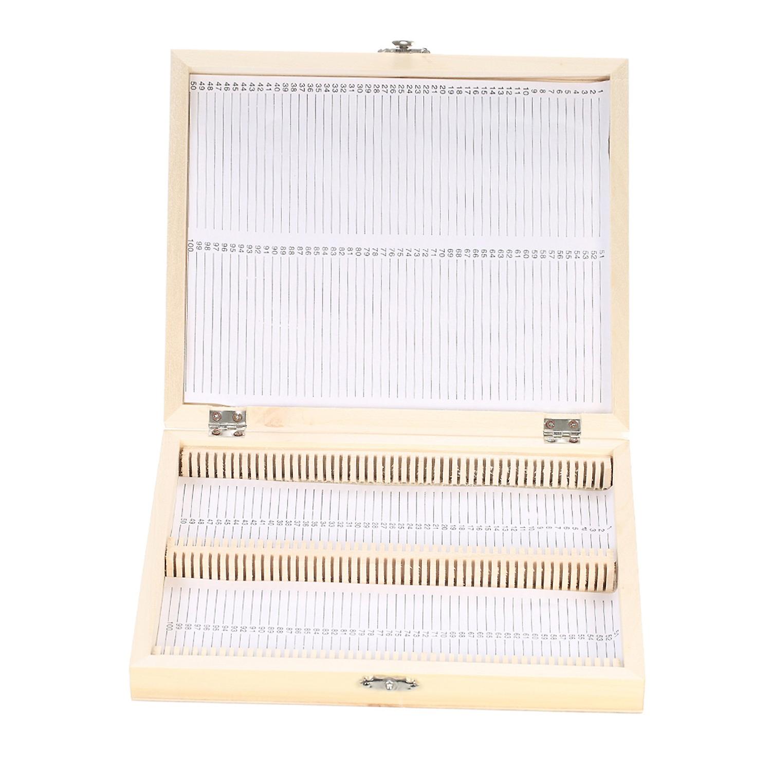 100-Places Wooden Slide Storage Box with Numbered Slots Contents Sheet ...