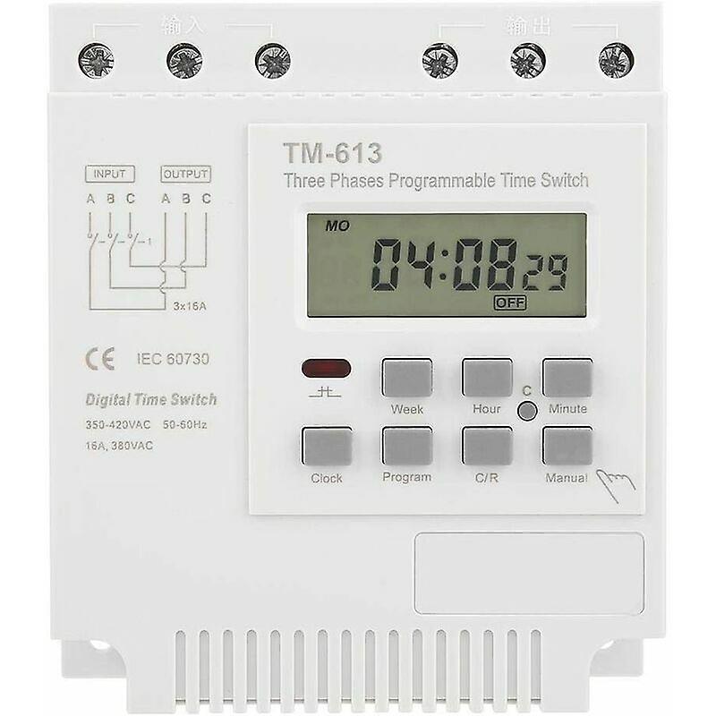 TM163 Programmable Time Relay 380V/5060Hz 16A Weekly Relay Power Timer Switch Three Phase Timer ...