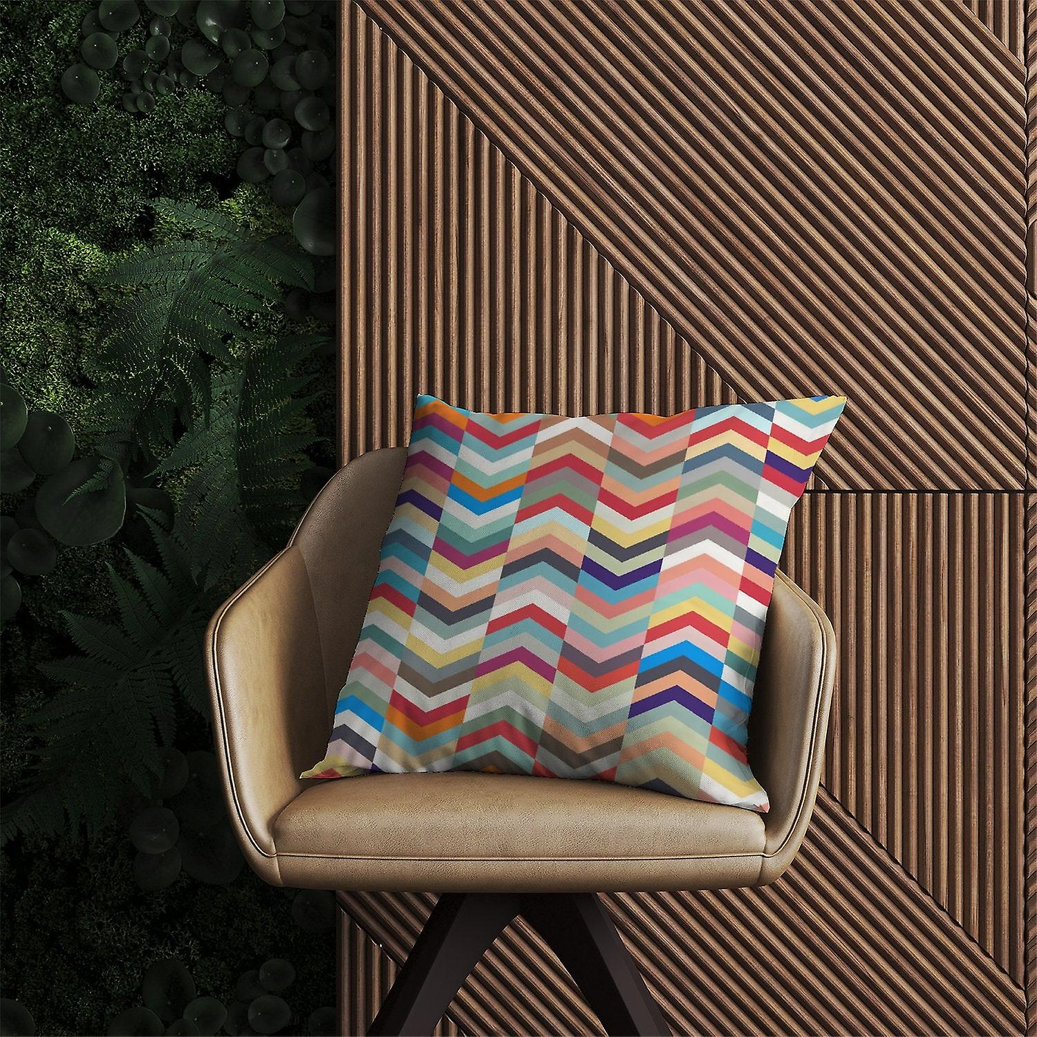 Geometric multi colored chevron pattern outdoor cushion | Fruugo UK