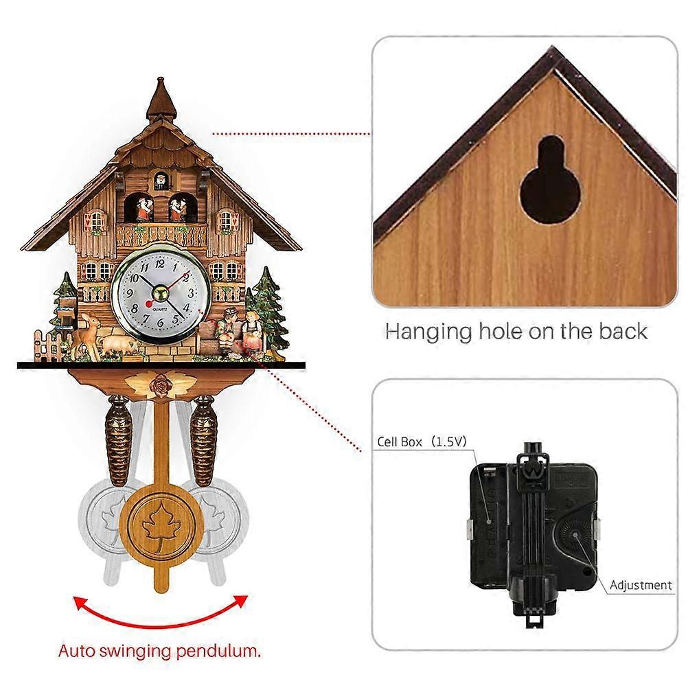 Cuckoo Clock Antique Wooden Cuckoo Birdhouse Wall Clock Home Decor ...