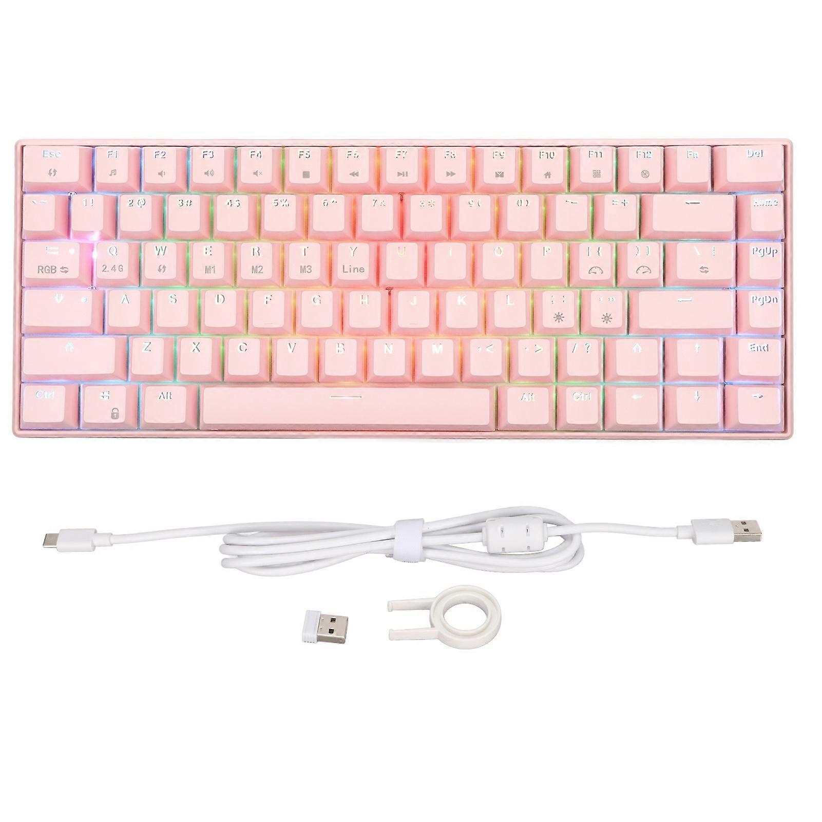 Mechanical Keyboard 82 Key 3 Connection Modes RGB Backlight Ergonomic ...