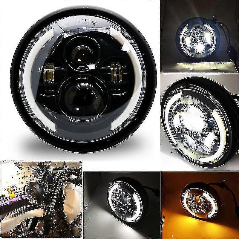 Universal 7.5 Inch Led Retro Bucket Motorcycle Modified Headlight Hi/lo ...