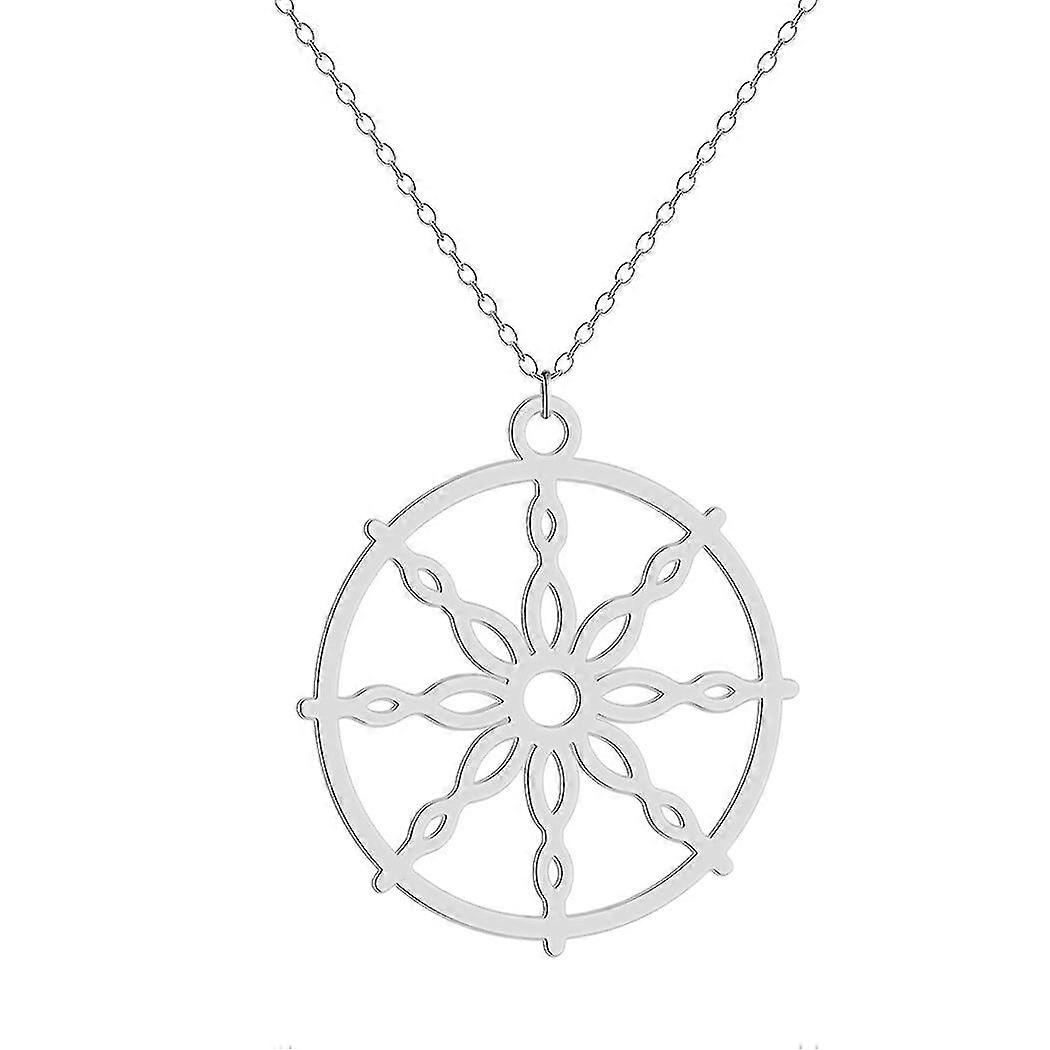 Dharma Wheel Buddhism Pendant Necklaces Dharmachakra Yoga Choker ...