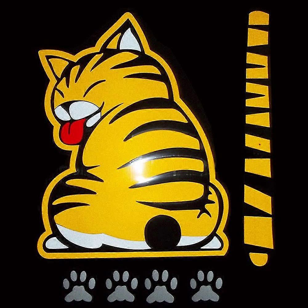 Cartoon Cat Moving Tail Paws Sticker Window Reflective Sheeting 3d Car ...