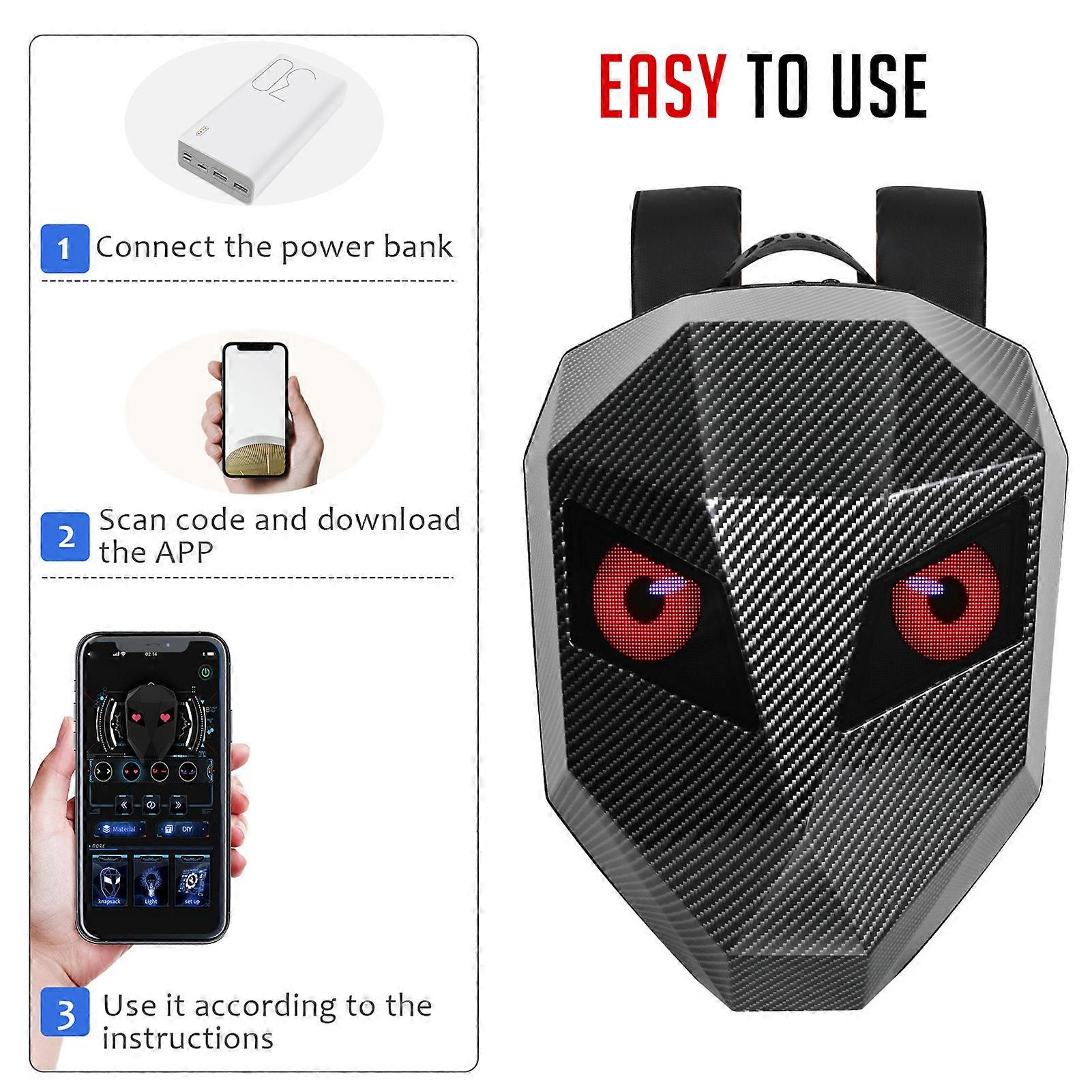 LED Backpack APP Control Programmable Screen Large Capacity Waterproof ...