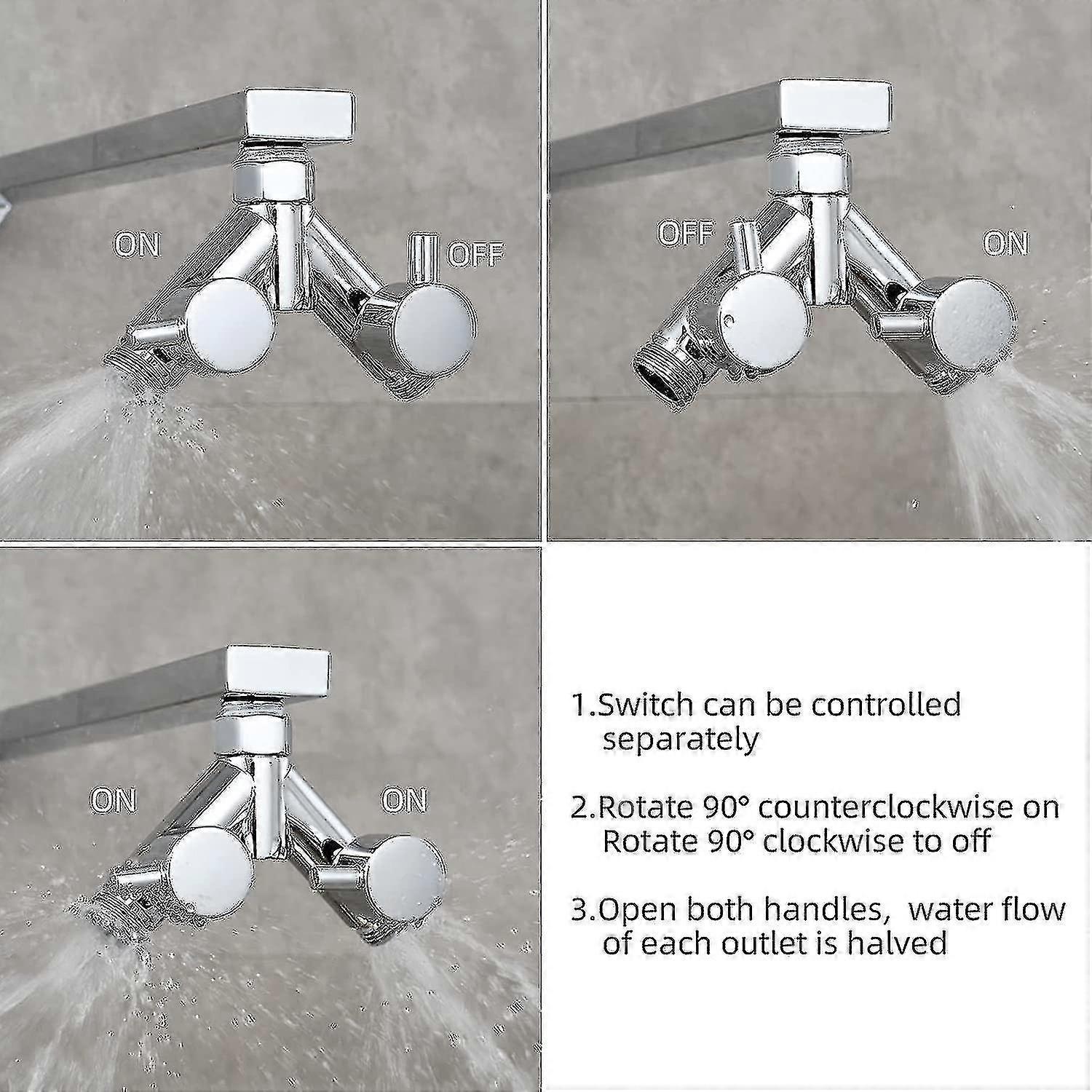 Brass Diverter Valve Shower Shut-off Valve 2-way Y Splitter 1/2 Inch ...