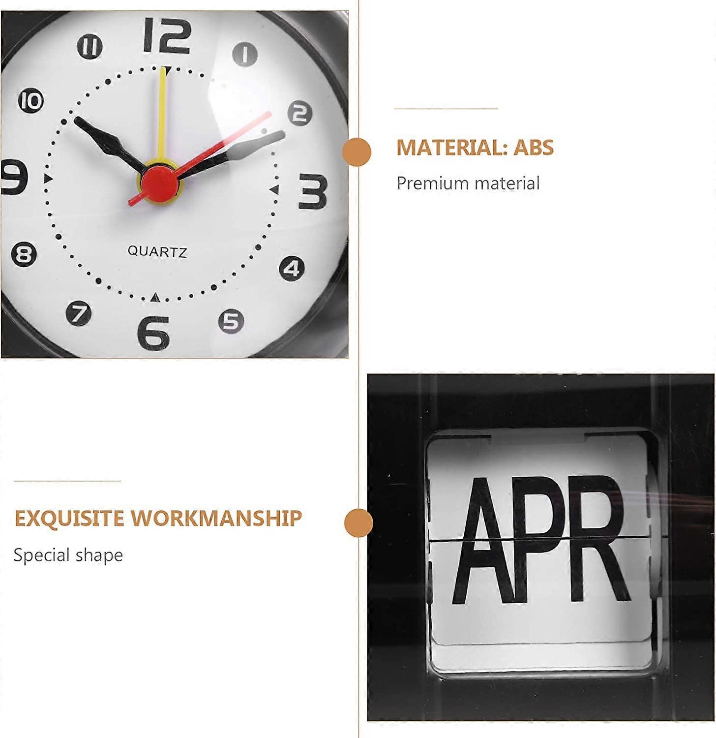 Perpetual Desk Calendar with Clock Manual Flip Desktop Calendar Digital ...