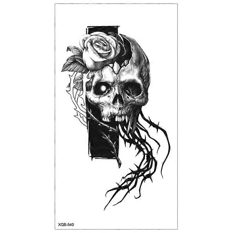 Black Skull Forearm Tattoos Black Skull Halloween Skeleton Temporary