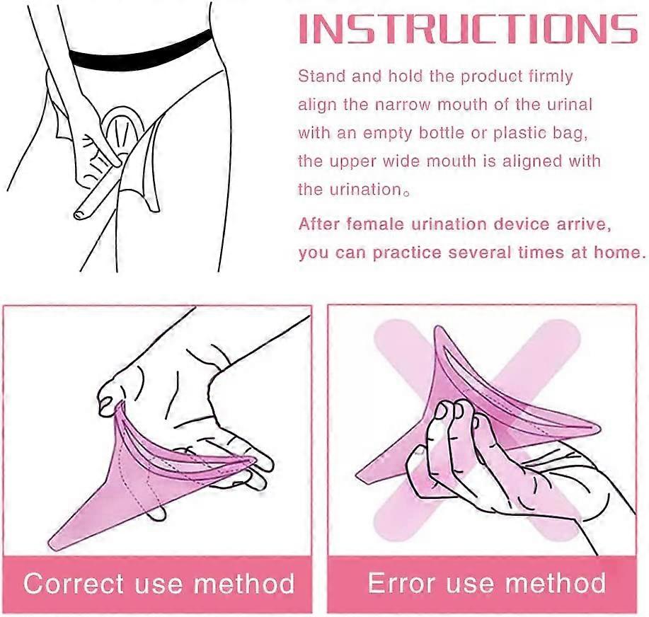 Female Urination Device, (Pink) Female Urinal Silicone Funnel Urine Cups Portable Urinal for ...