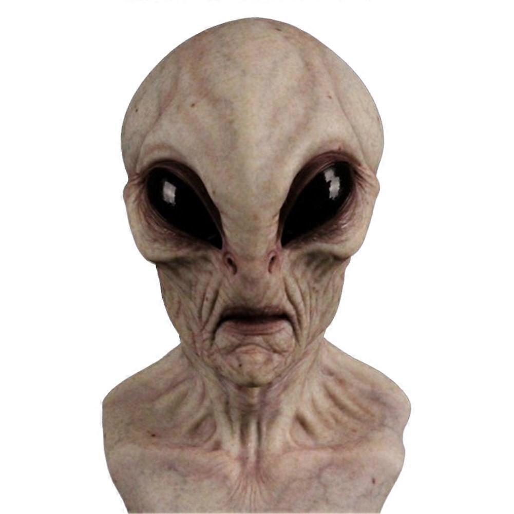 Horror Alien Mask Halloween Creepy Latex UFO Big Eyes Alien Full Head ...