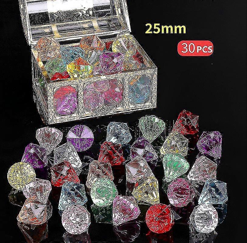 Diving Gem Pool Toy 30 Big Colorful Diamonds With Treasure Pirate Box ...