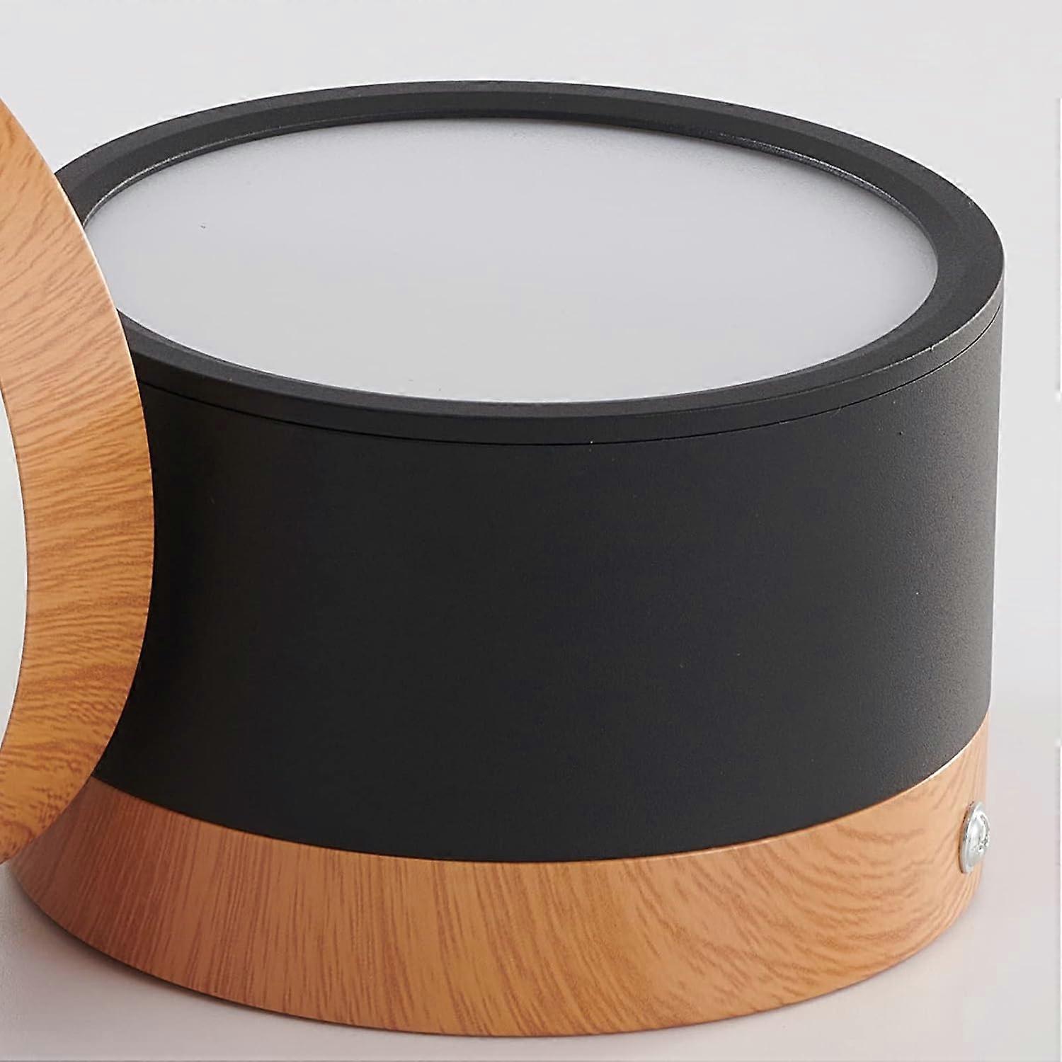 LED ceiling light, surface-mounted spot with wood decor, mini ceiling ...