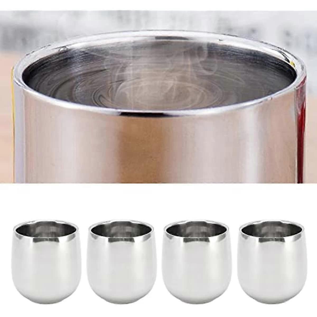 4pcs Stainless Steel Coffee Cups, 200ml Double Wall Insulation Prevent ...