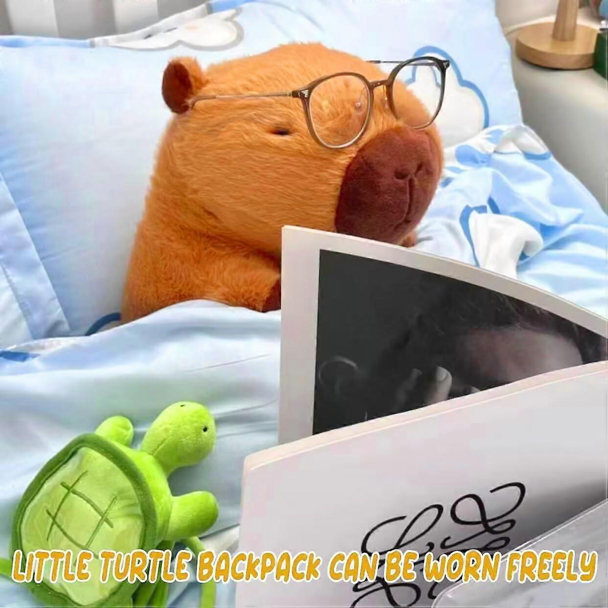 Capybara Plush Toy, 23cm Capybara Carrying Turtle Backpack, Stuffed ...