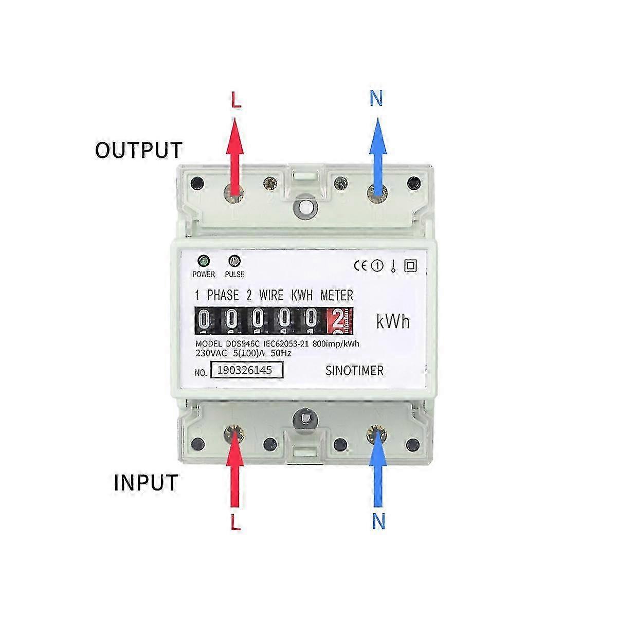 Electric Single Phase Two Wire Ac 220v 100a Energy Meter Kwh Counter ...