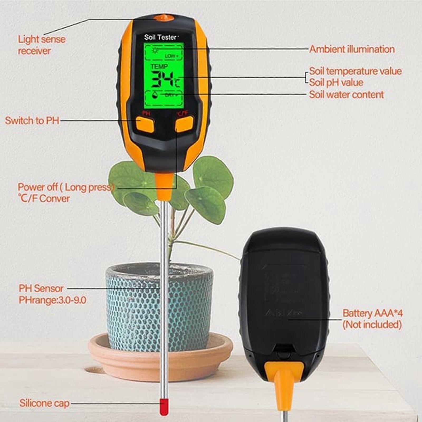4 In 1 LCD Digital Soil Tester PH Water Moisture Temperature Plant Test ...
