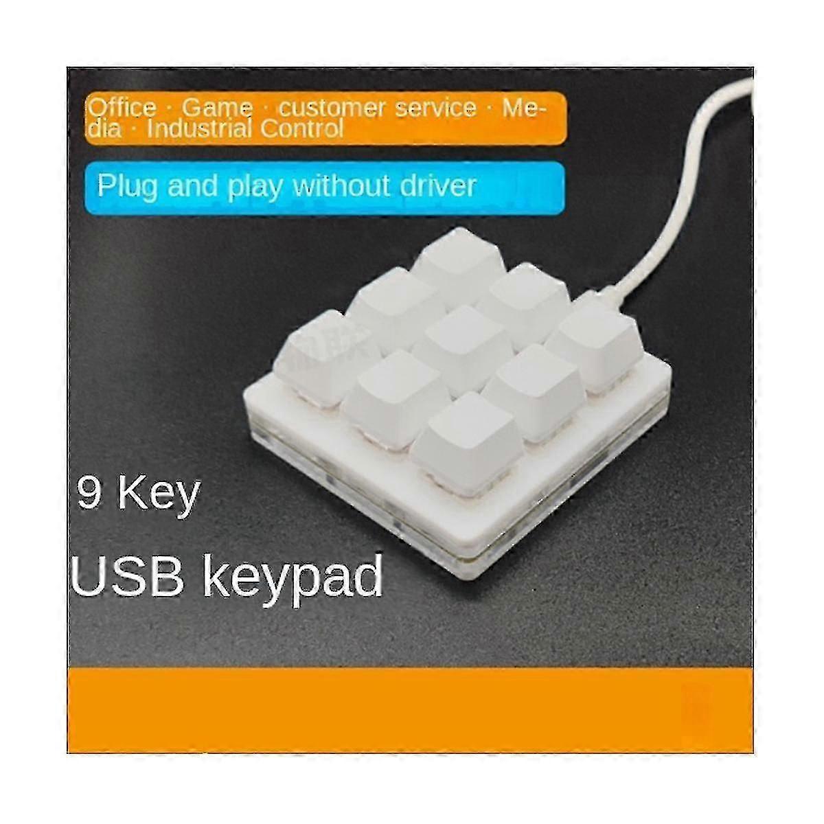 9-key Mini Mechanical Keypad Select All Copy Paste Custom Shortcut Key One-key Password ...