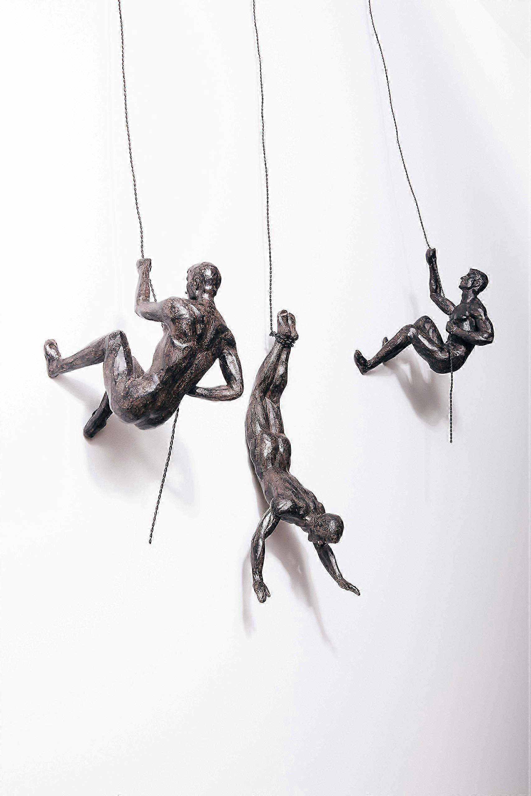 3x Bronze Climbing Rappelling Men Trio Hanging Ornaments Figures Set of ...