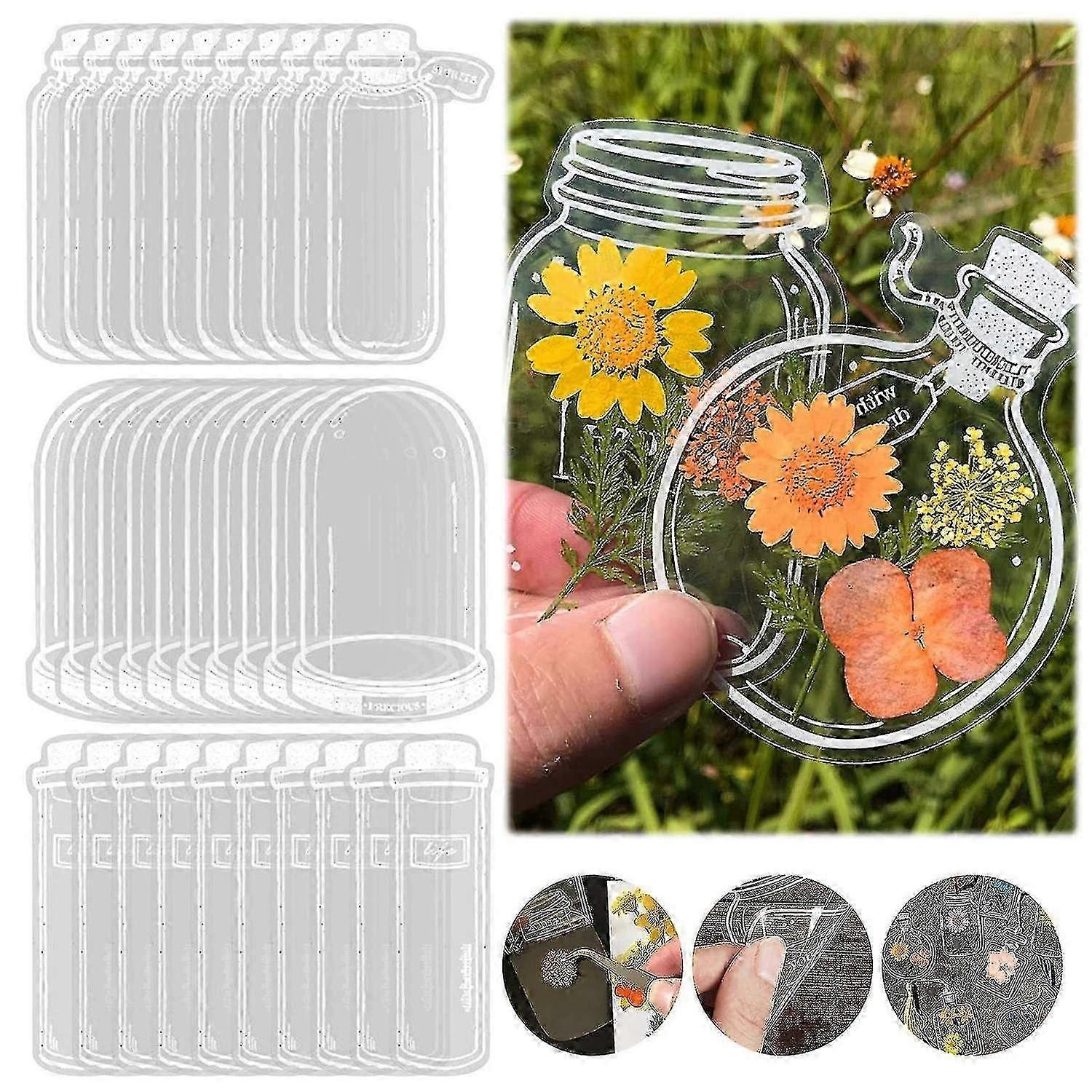 30Pcs Transparent Dried Flower Bookmarks, Diy Dried Flower Bookmark ...