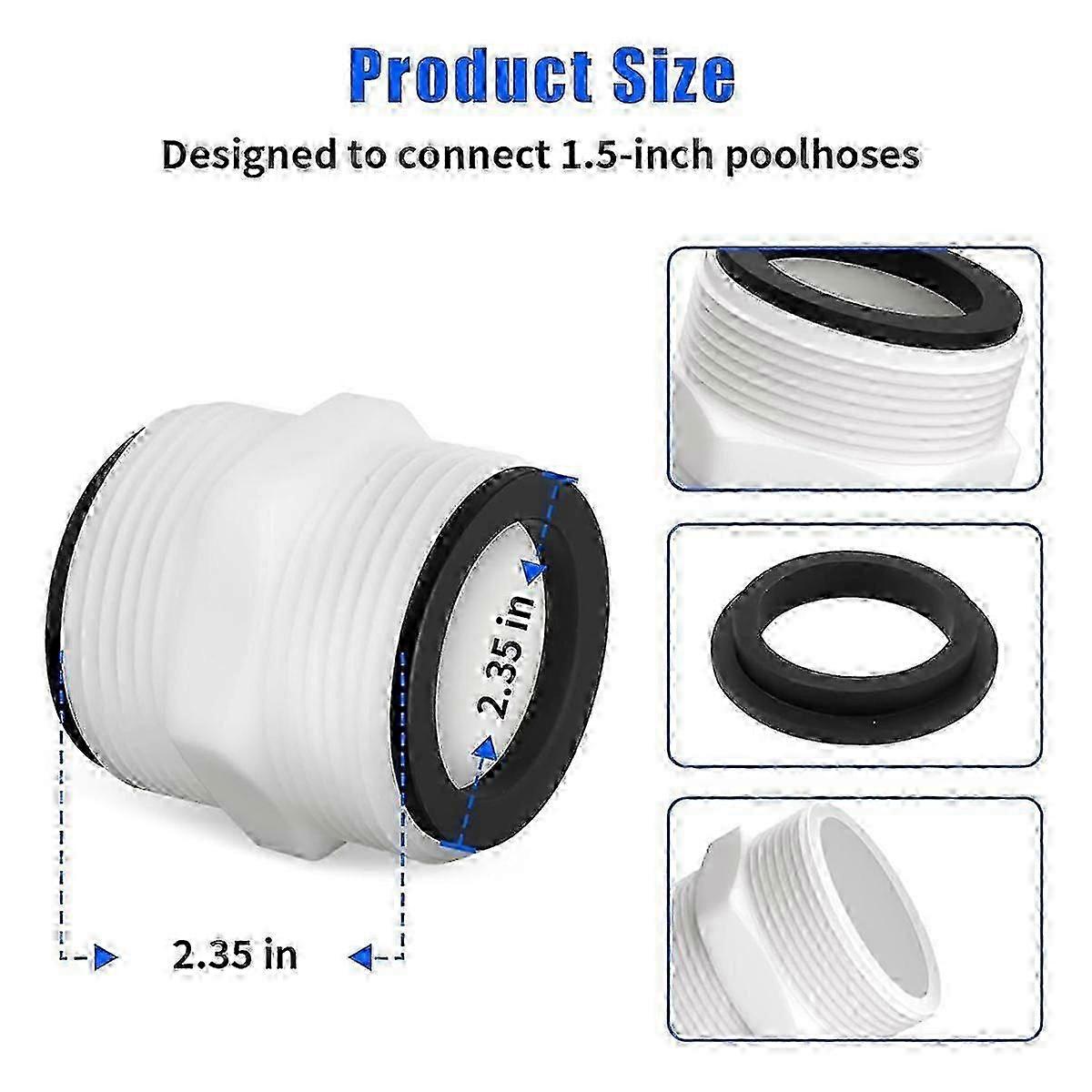 2 Pack Pool Hose Adapter 1.5 Inch For Above Ground Swimming Pool Hose ...
