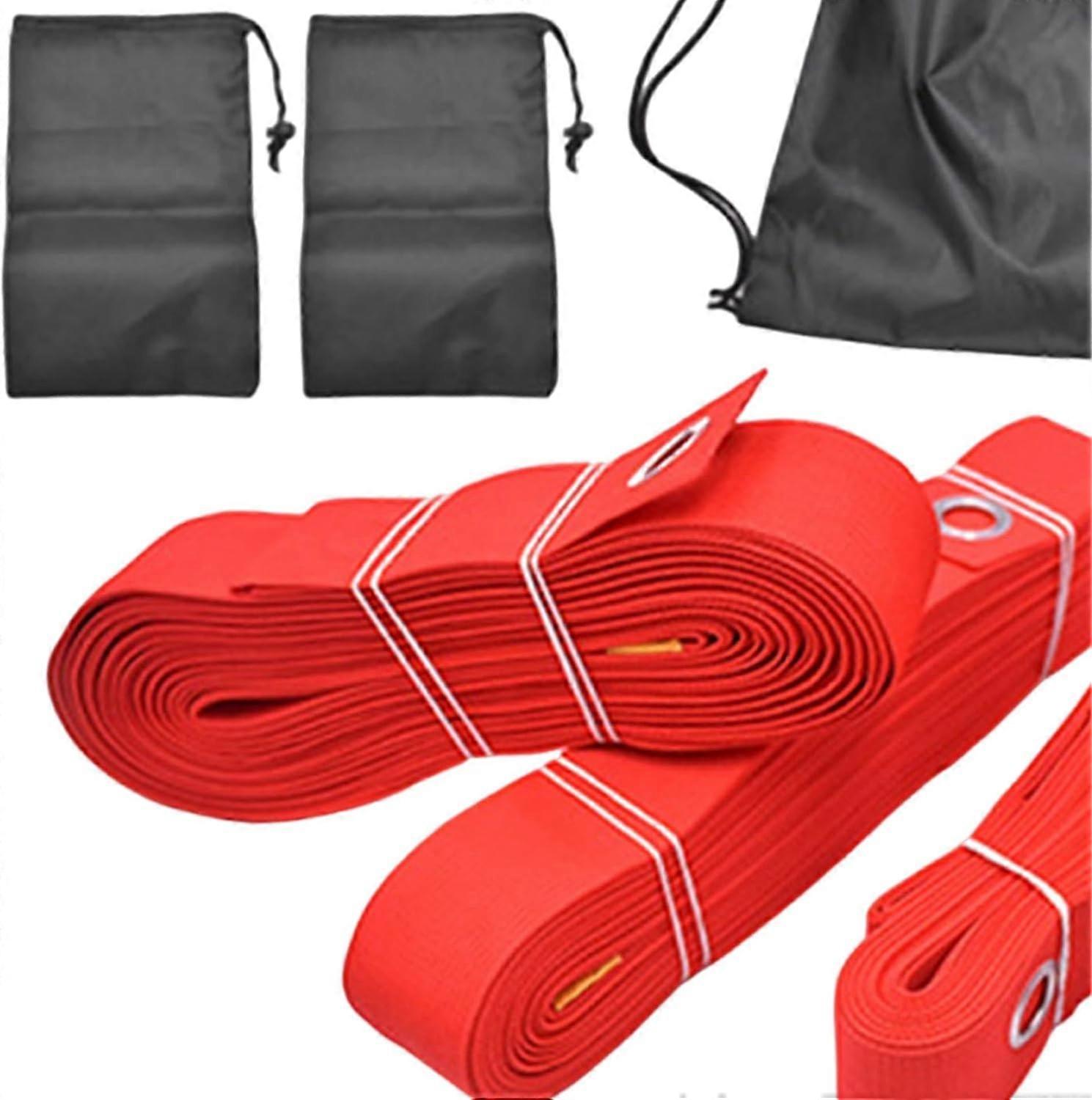 Set for volleyball court boundaries, 16.9 M and 8.9 M with sandbags red