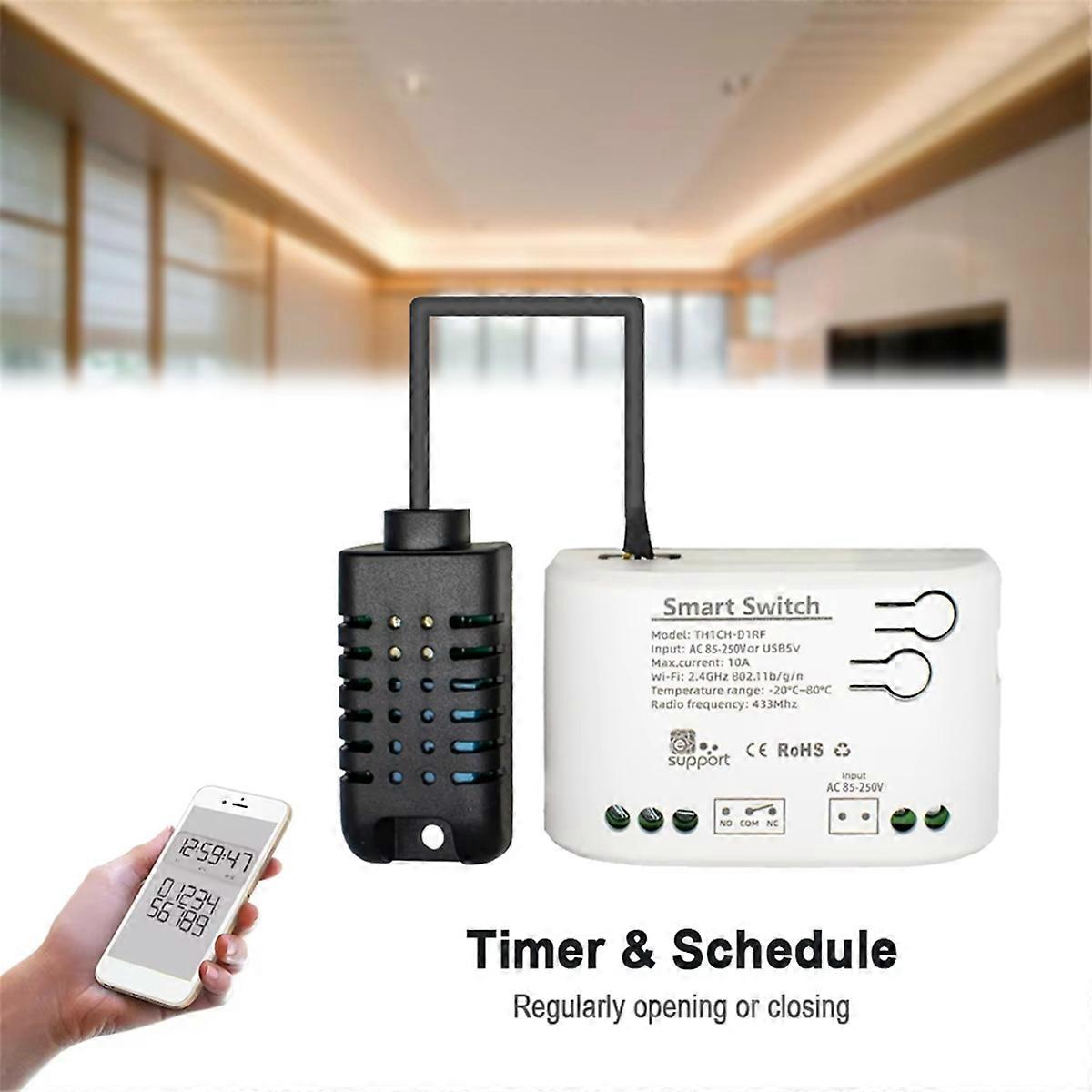 Smart WiFi Temperature Humidity Switch Passive Dry Contact Relay ...