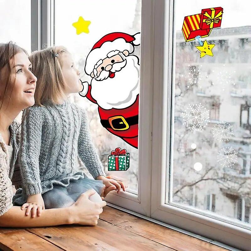 Christmas Window Clings Santa Claus Elk Snowman Gingerbread Man Window ...