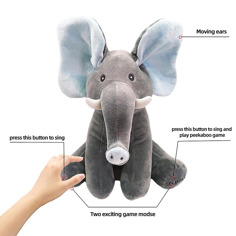 Peekaboo Elephant Plush Toy Moving Ears Hide-and-Seek Game Stuffed ...