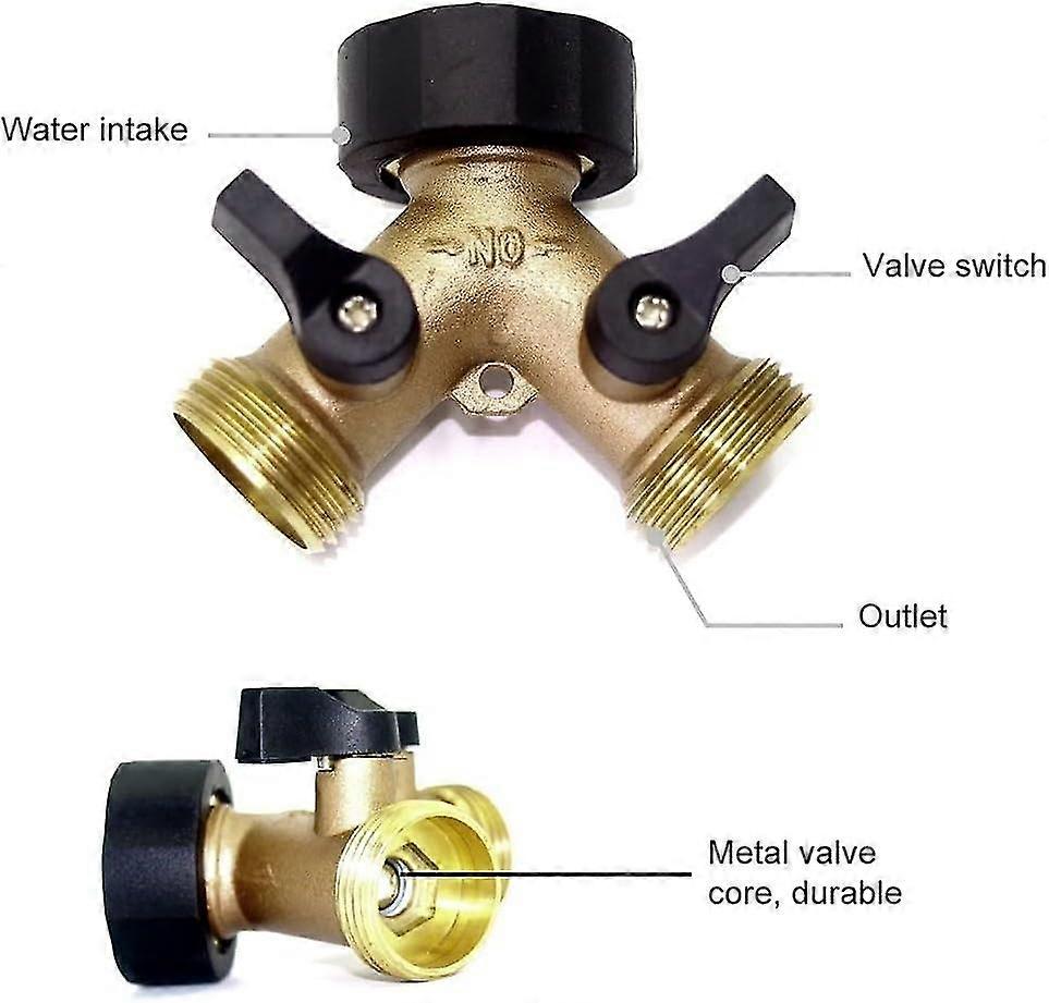 Dual Hose Connectors, 3/4" Tap Y Splitter 2 Way Water Brass Tap ...