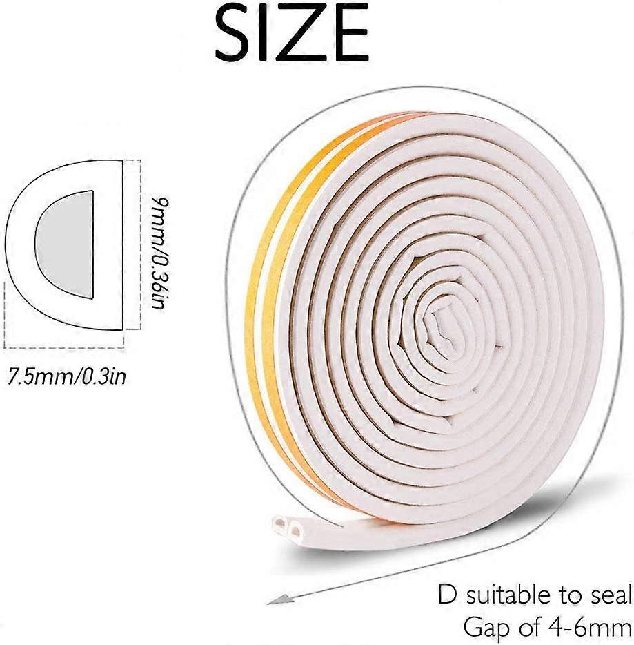 D-Profile Seal Strip 10M Self Adhesive Foam Door Seal Window/Bottom ...