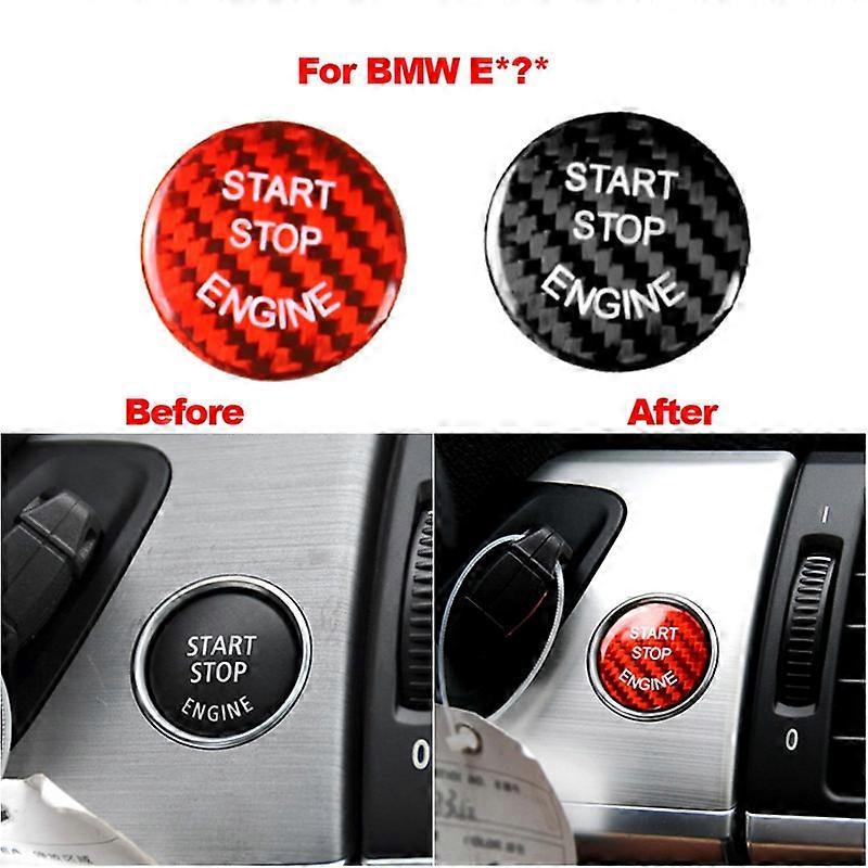 Real carbon fiber Engine start stop buttons decoration sticker car ...