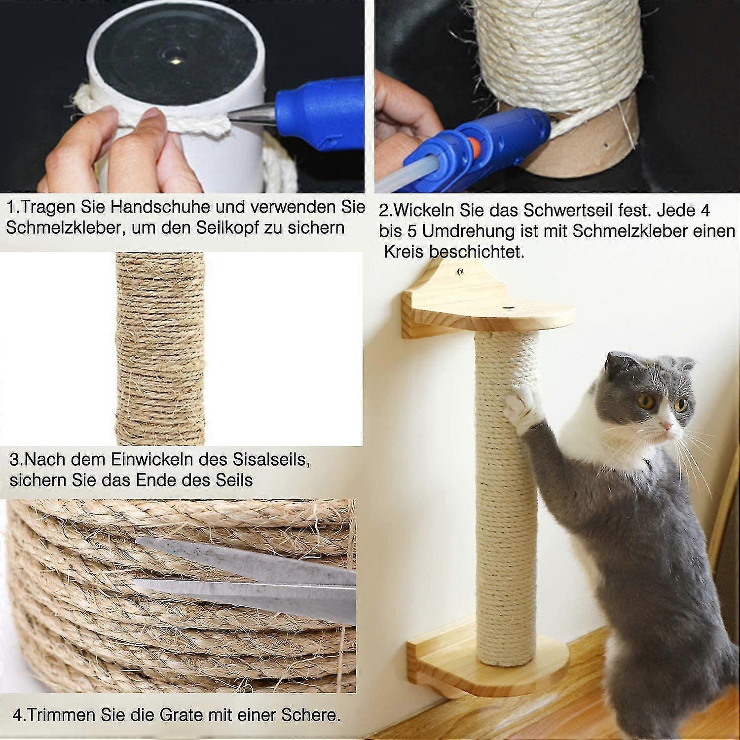Sisal Rope Cat Tree Rope, 6mm (50m) Replacement Rope Jute Rope, As Cat ...