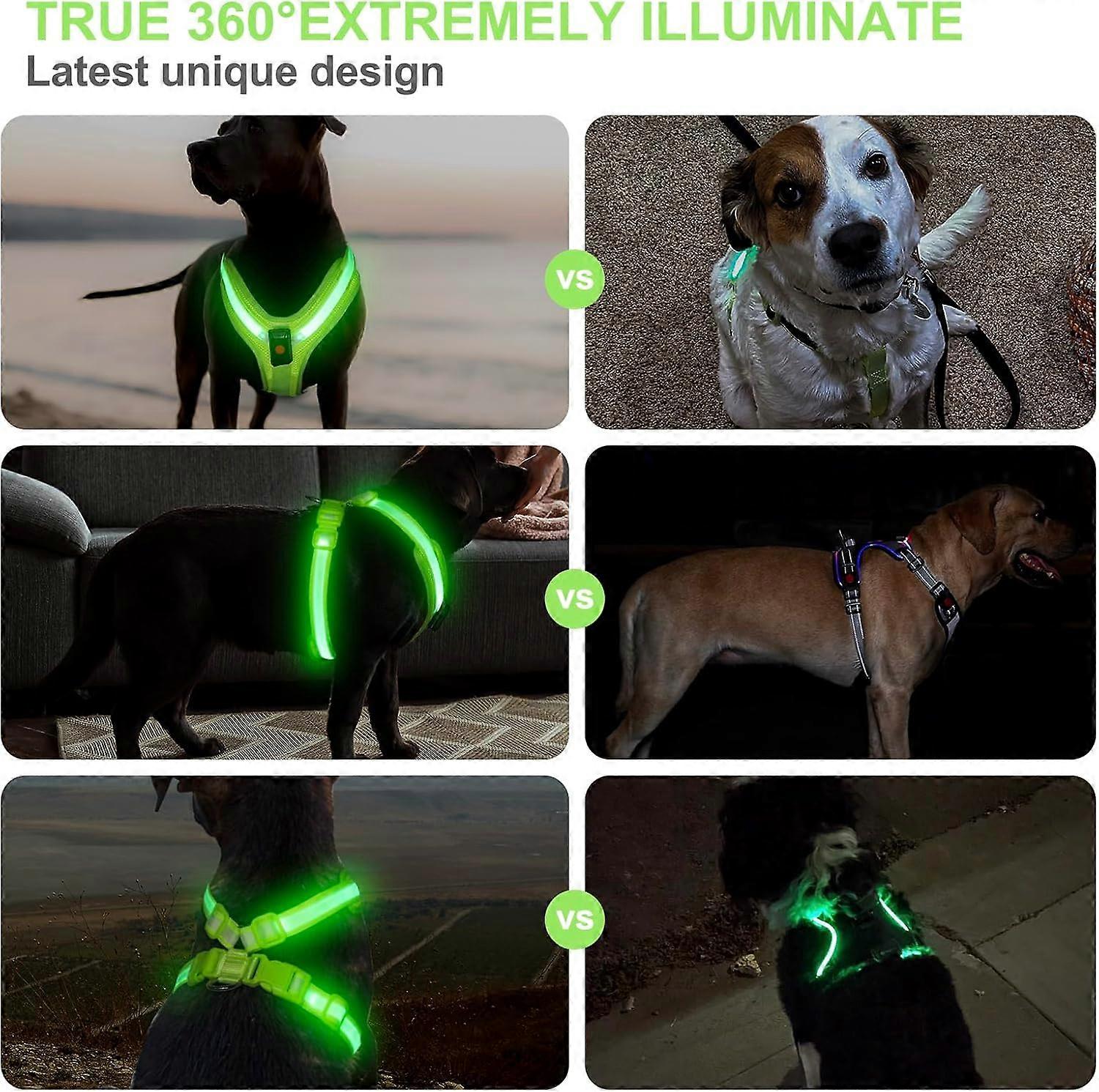 LED Dog Harness Rechargeable, Light Up Dog Harness No Choke Illuminated ...