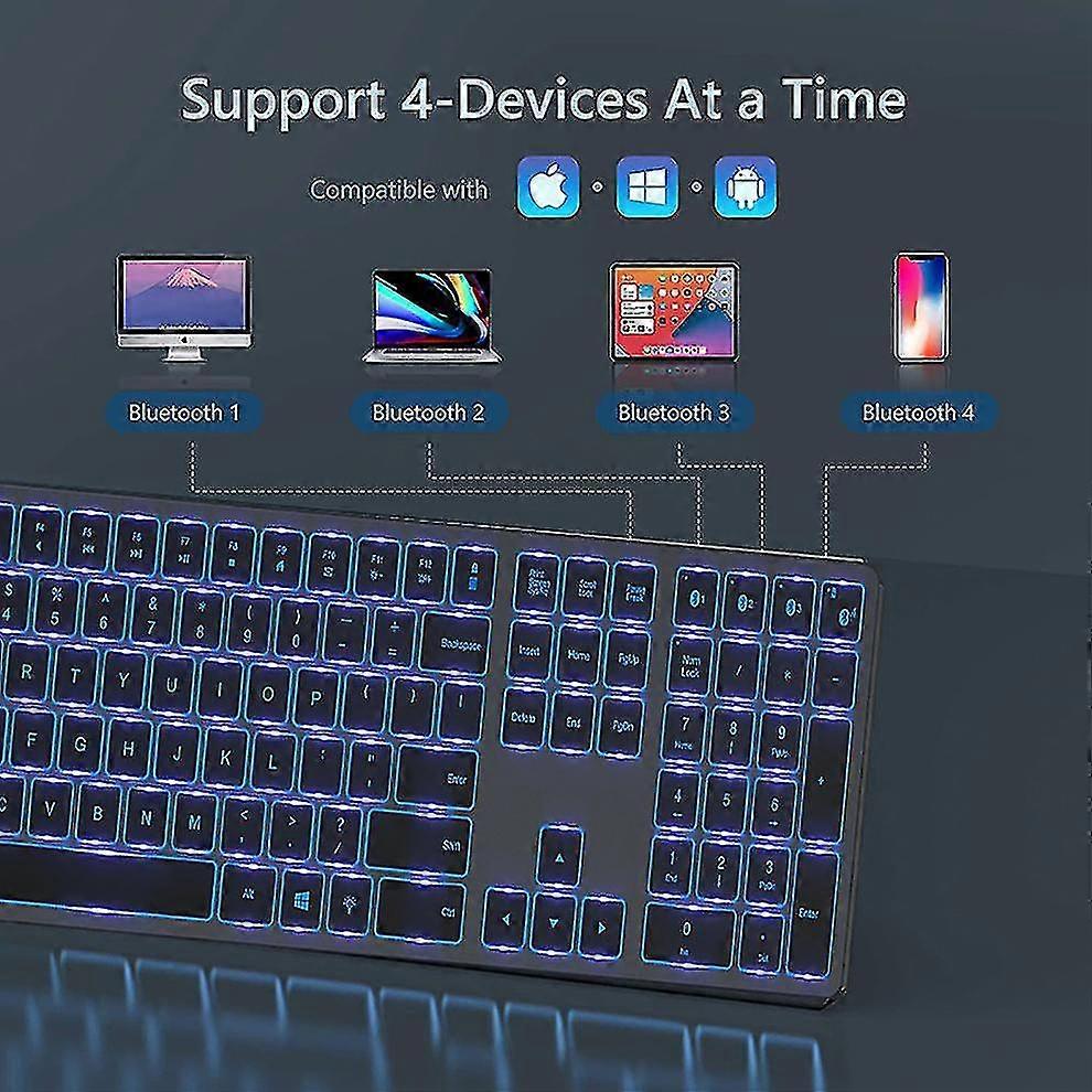 Seenda Bluetooth Rechargeable Keyboard With 7 Colored Led Backlights ...