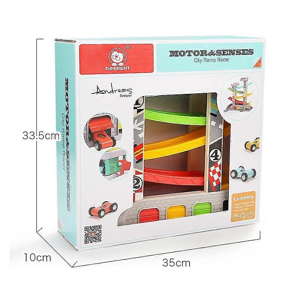 Wooden Race Track Car toy Children race car Toy Garage Ramp Racer Click ...