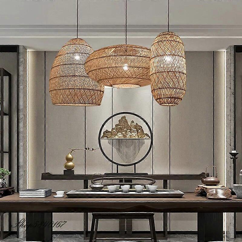 Natural Rattan Lamp Pendant light New Chinese Style Hand-woven Pendant ...