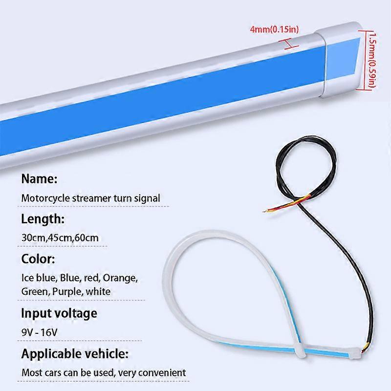 Flexible Motorcycle Turn Signal Lights 30/45/60cm Led Light Strip Dual ...