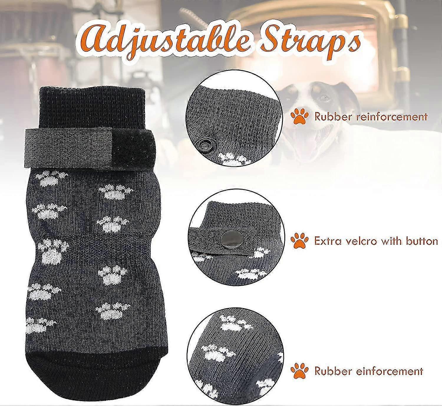 Anti-slip Dog Socks For Dogs 2 Pairs Soft Adjustable Paw Protection Dog ...