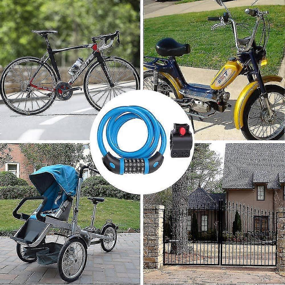 Bicycle Wire Lock 4ft High Security 5 Digit Bicycle Combination Lock ...