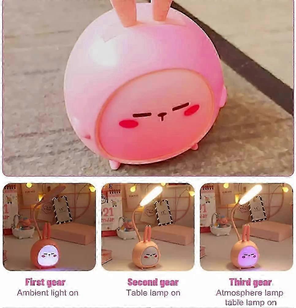 Cute Bunny Desk Lamp, Portable LED Desk Lamps with Night Light,Rabbit ...